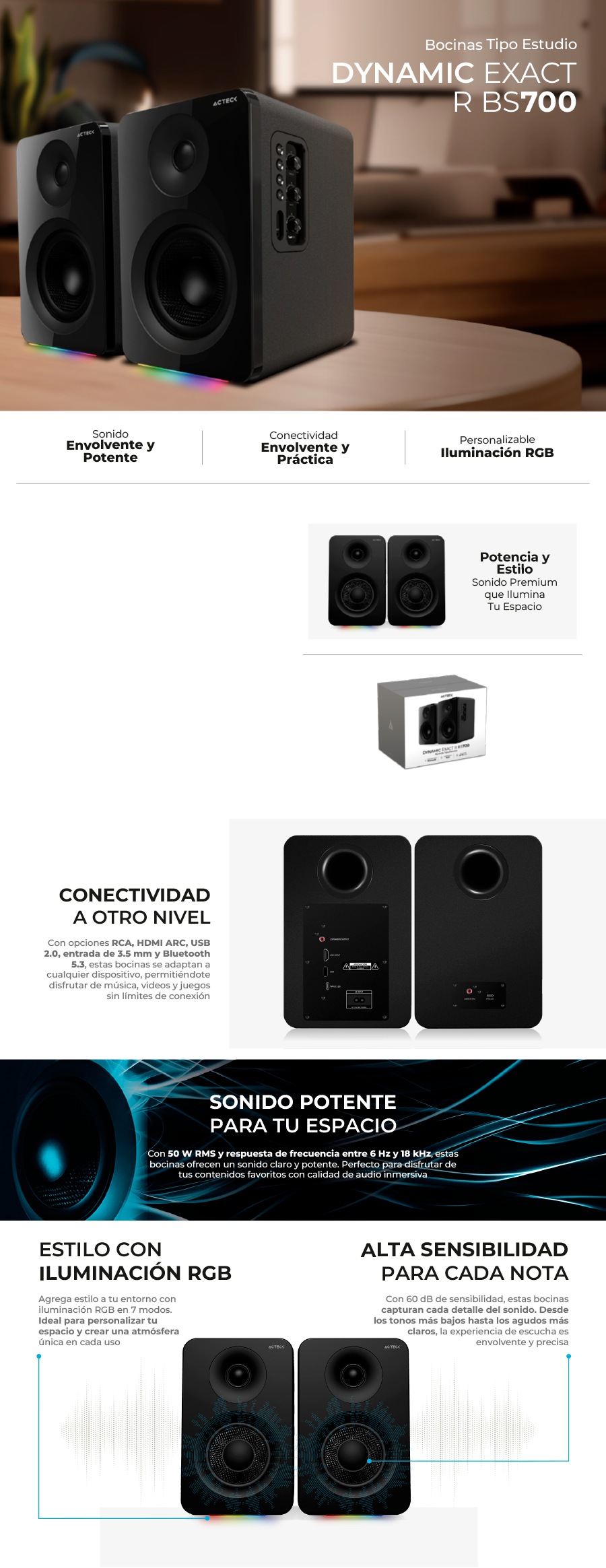 Bocina con Subwoofer Acteck Dynamic Exact R BS700 / Bluetooth ...