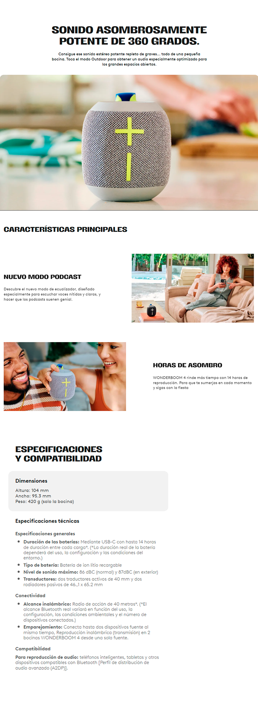 Bocina Portátil Logitech Wonderboom 4 / Bluetooth / USB-C / 10W ...