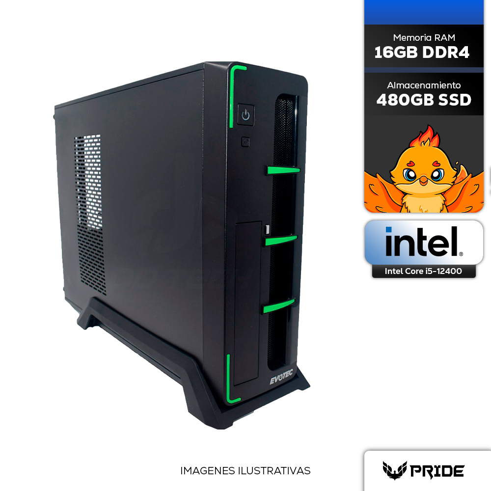 PC PRIDE PBA BACK TO SCHOOL / INTEL CORE I5 12400 / 480GB SSD / 16GB RAM / INCLUYE WIFI | DD Tech