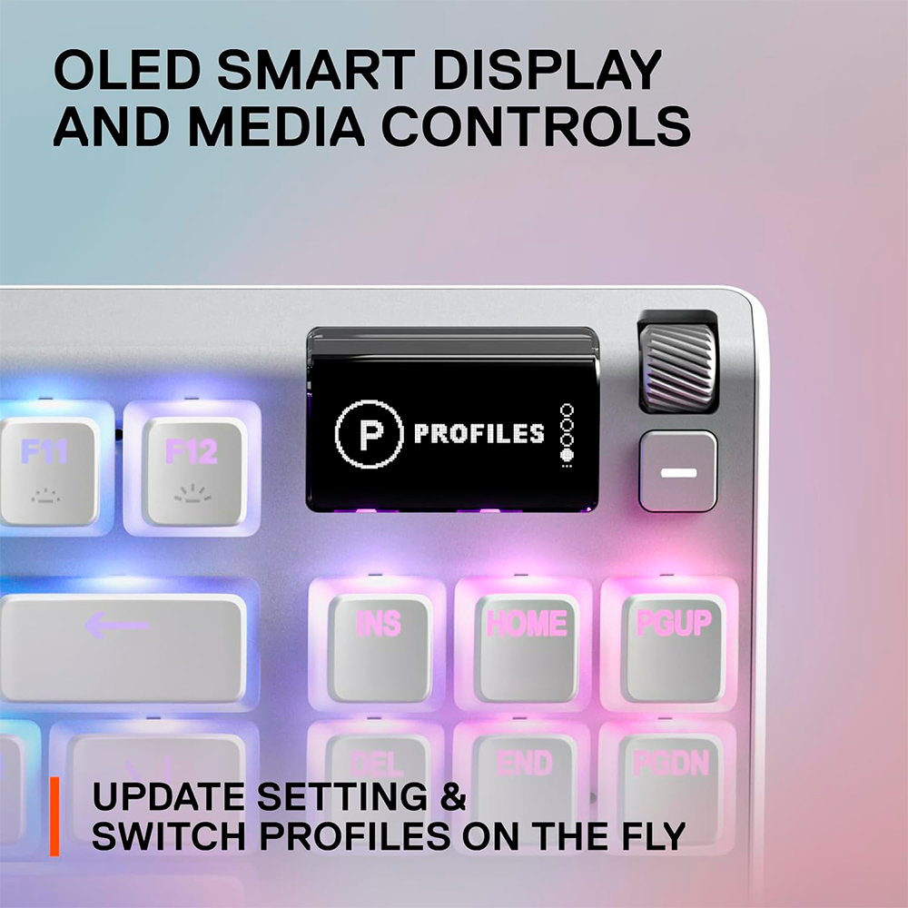 Teclado Gamer SteelSeries Apex 7 TKL GHOST / Iluminación RGB / Pantalla ...