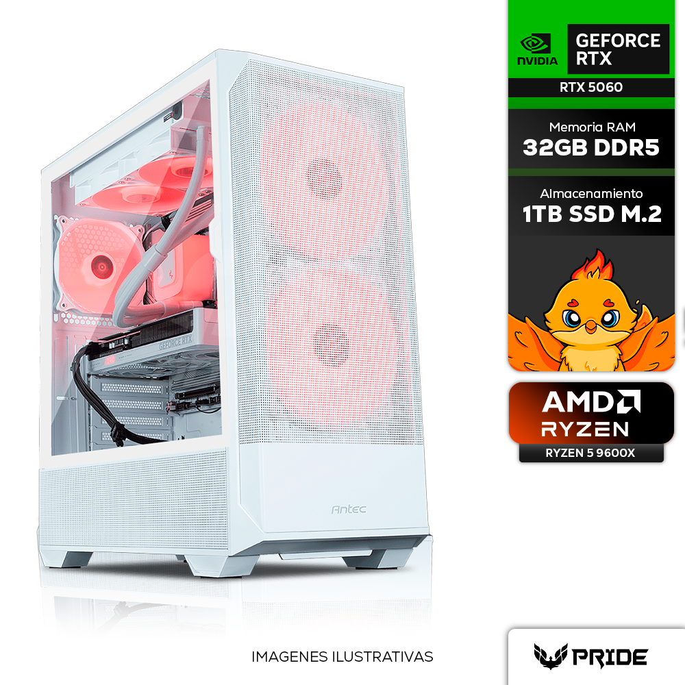 Computadora PRIDE GAMING PANDA / AMD RYZEN 5 9600X / GeForce RTX 5060 ...