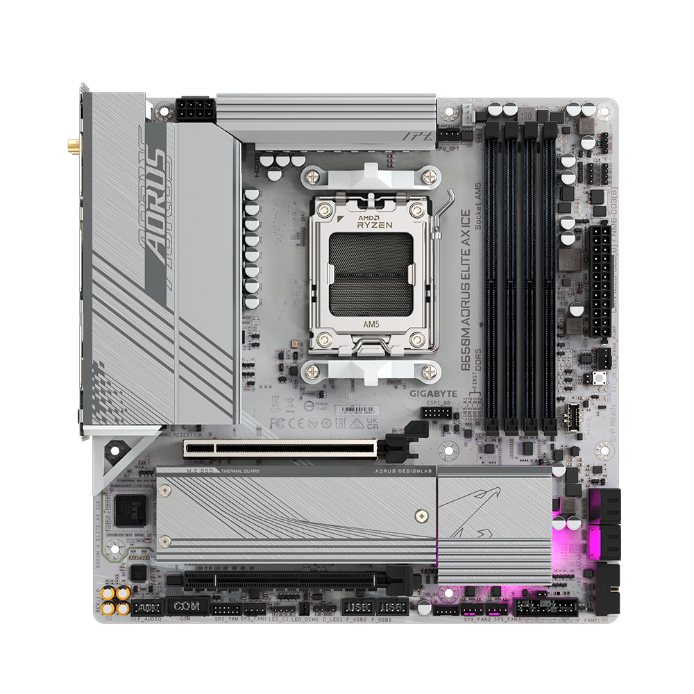 Tarjeta Madre Gigabyte B650M AORUS ELITE AX ICE / Micro ATX / AM5 / Up ...