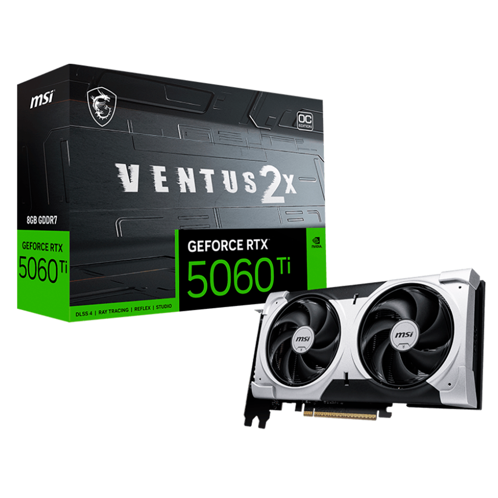 Tarjeta de Video MSI NVIDIA GeForce RTX 5060 Ti VENTUS 2X OC PLUS / 8GB / 128-bit GDDR7 / PCI ...