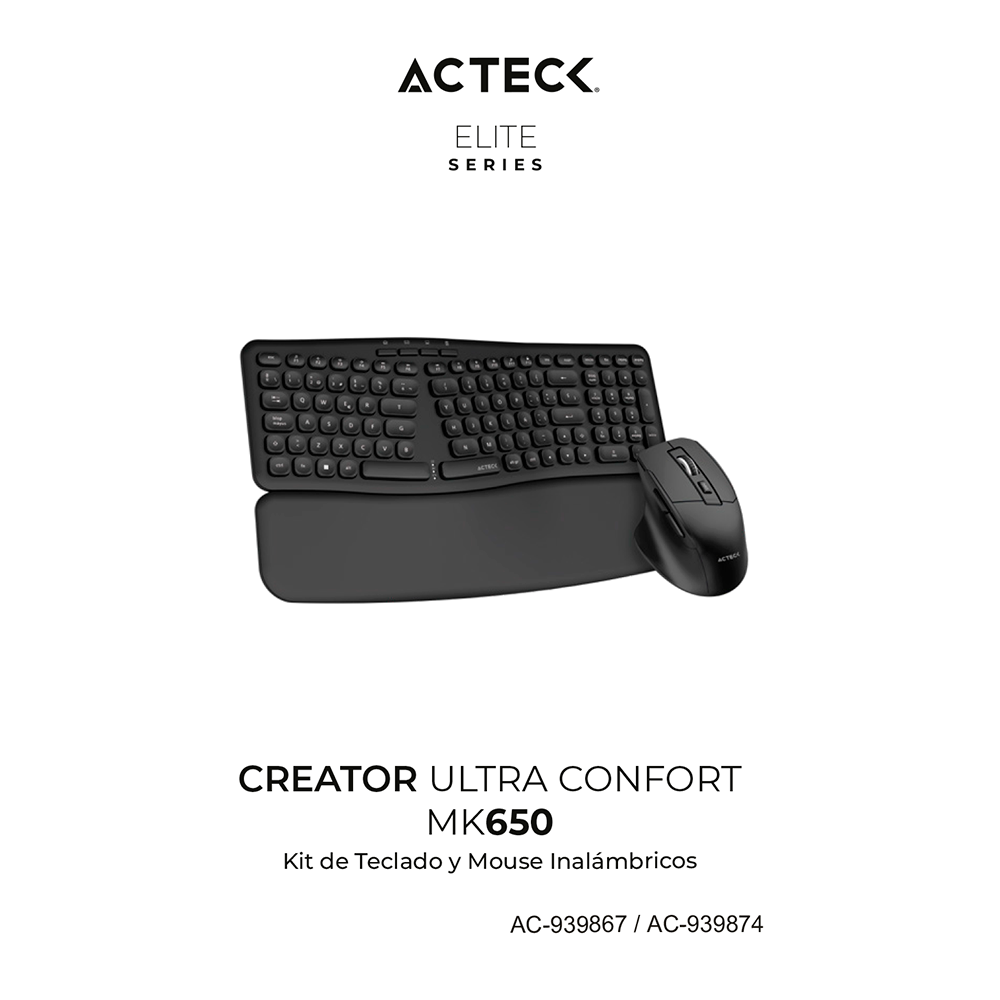Kit de Teclado y Mouse Acteck Creator Ultra Confort MK650 / Inalámbrico ...