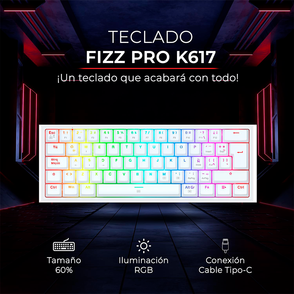 Kit Gamer Teclado y Mouse Redragon S143 Teclado Fizz K617 RGB / Mouse ...