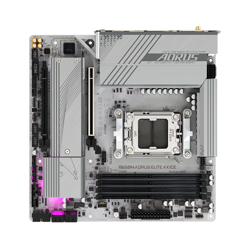 Tarjeta Madre Gigabyte B650M AORUS ELITE AX ICE / Micro ATX / AM5 / Up ...