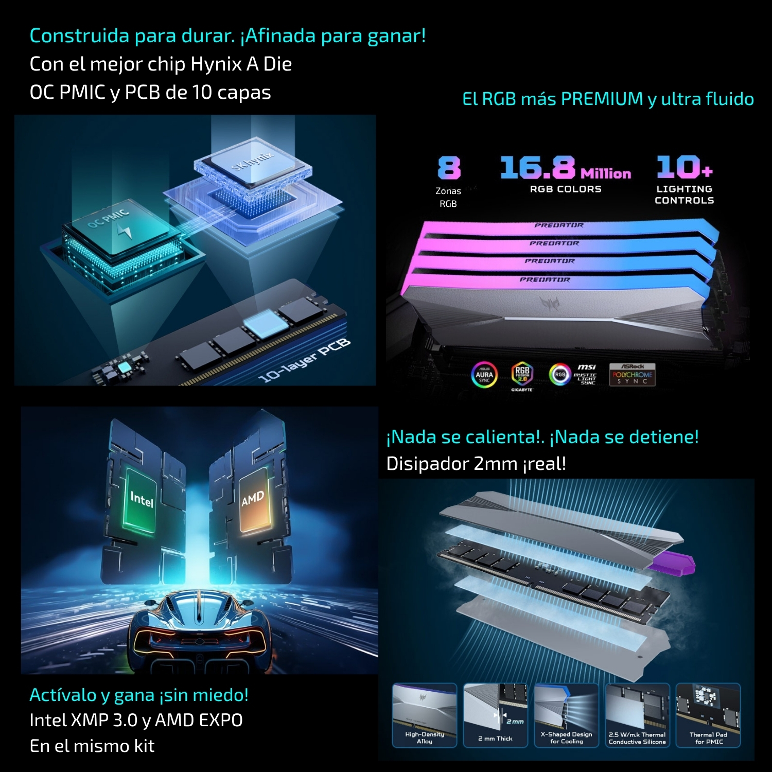 Kit Memoria RAM RGB PREDATOR Hera DDR5 / 6400 MT/s / 64GB (2x32GB ...
