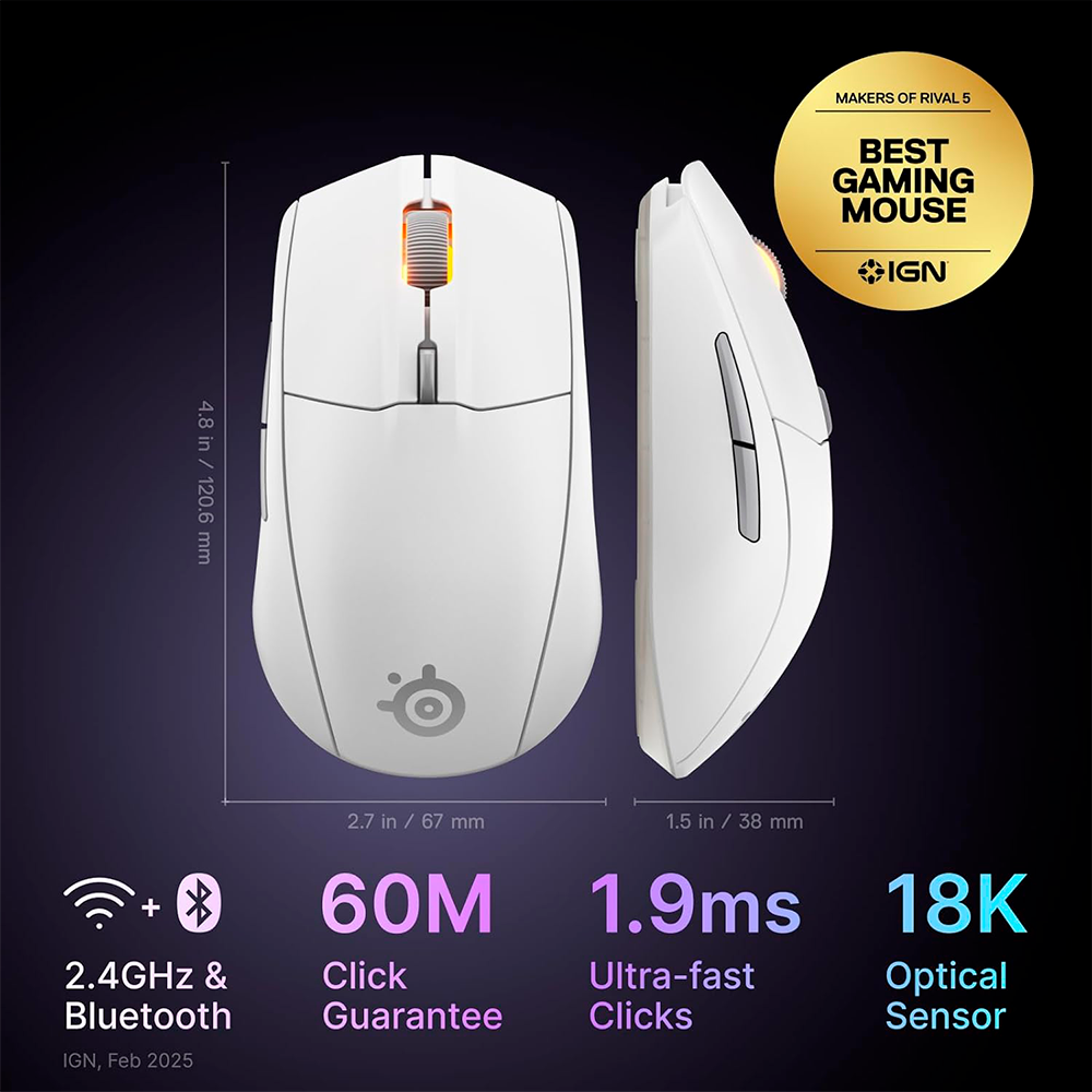 Mouse Inalámbrico SteelSeries Rival 3 Wireless / RGB / 18000 DPI ...