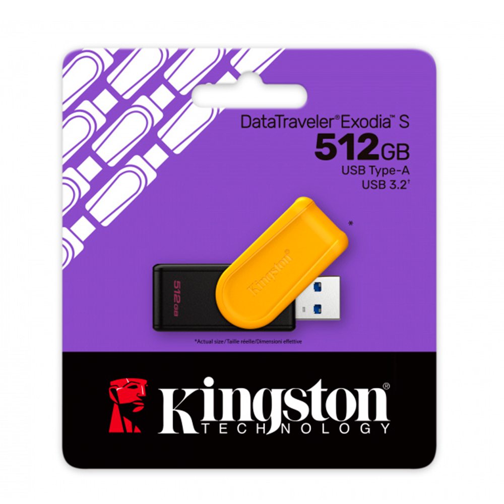 Memoria USB Kingston DT EXODIA S / 512GB / USB-A 3.2 / Negro/Amarillo ...