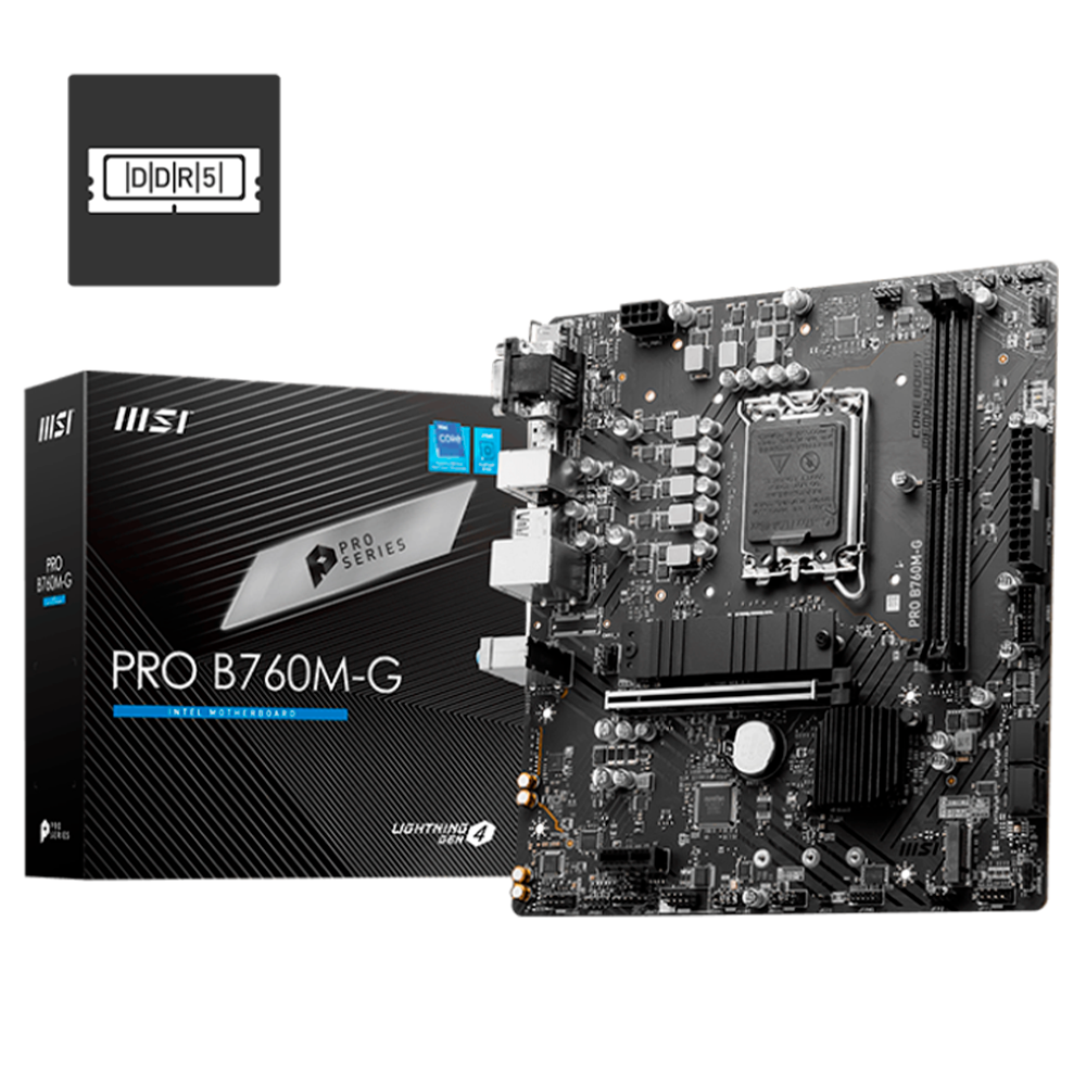 Tarjeta Madre MSI PRO B760M-G / mATX / DDR5 / LGA1700 / Up To 128GB DDR5 / PRO B760M-G | DD Tech