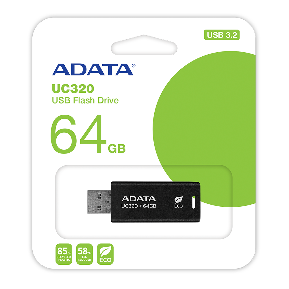 Memoria USB Adata UC320 / 64GB / USB-A 3.0 / Negro / UC320-64G-RBK/BK ...