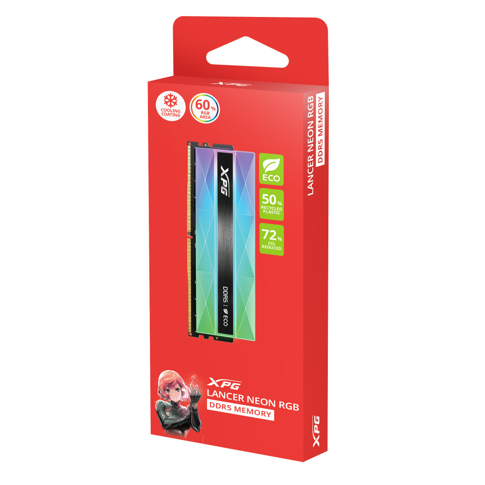 Memoria RAM XPG Lancer Neon RGB DDR5 / 6800MHz / 16GB / CL34 / XMP/EXPO ...