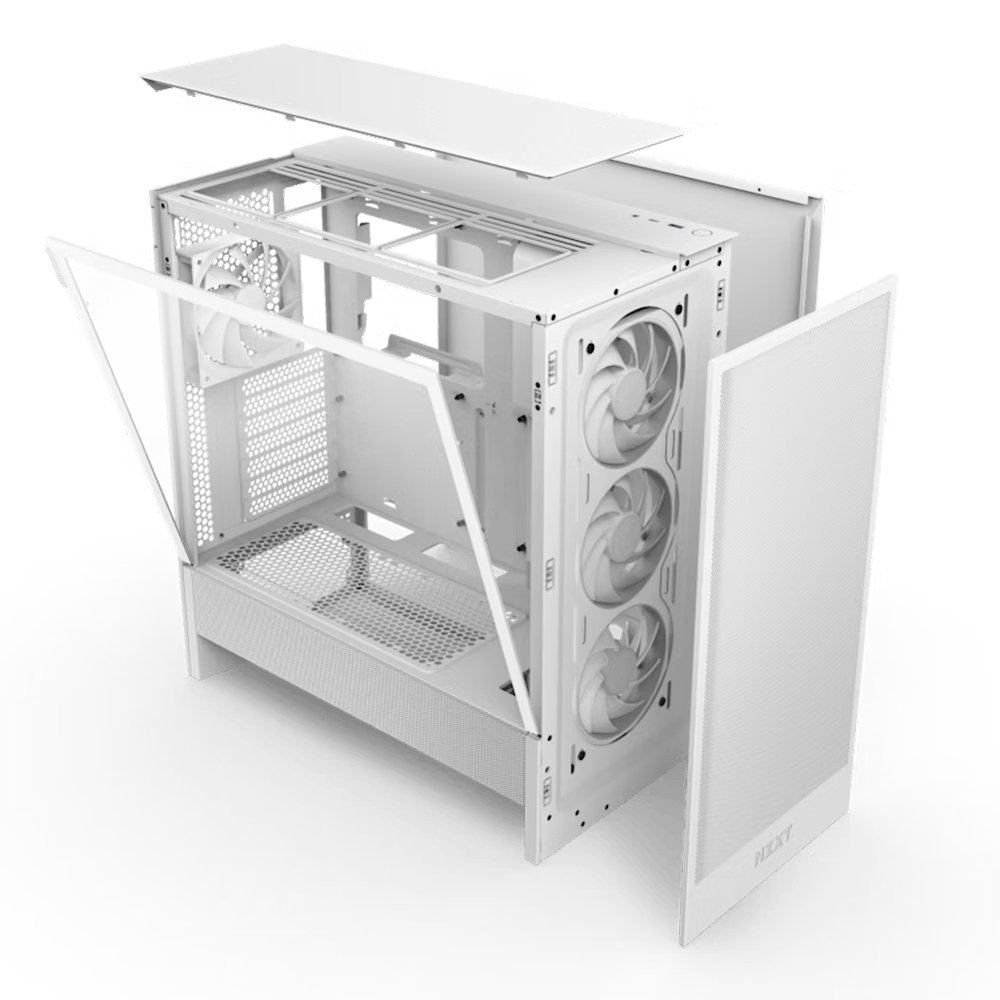 Gabinete NZXT H5 FLOW RGB Blanco / Versión 2024 / Cristal Templado / Mid-Tower/ Sin Fuente / USB ...