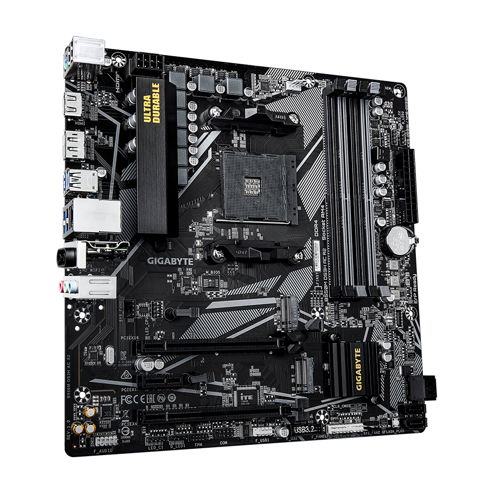 Tarjeta Madre Gigabyte B550M DS3H AC R2 / Micro-ATX / AM4 / AMD B550 ...