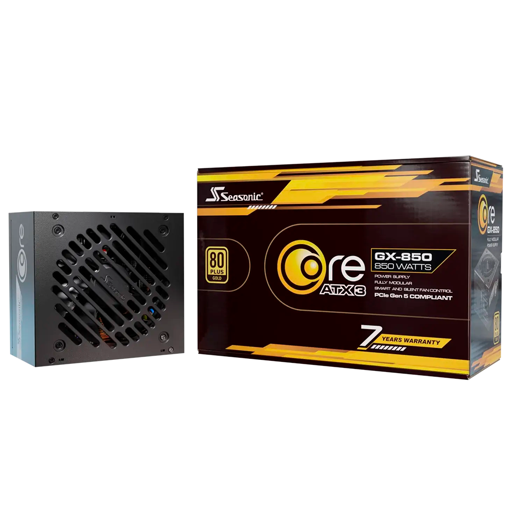 Fuente de Poder Seasonic Core GX / 850W 80+ Gold / ATX 3 / Completamente modular / Bajo ruido ...