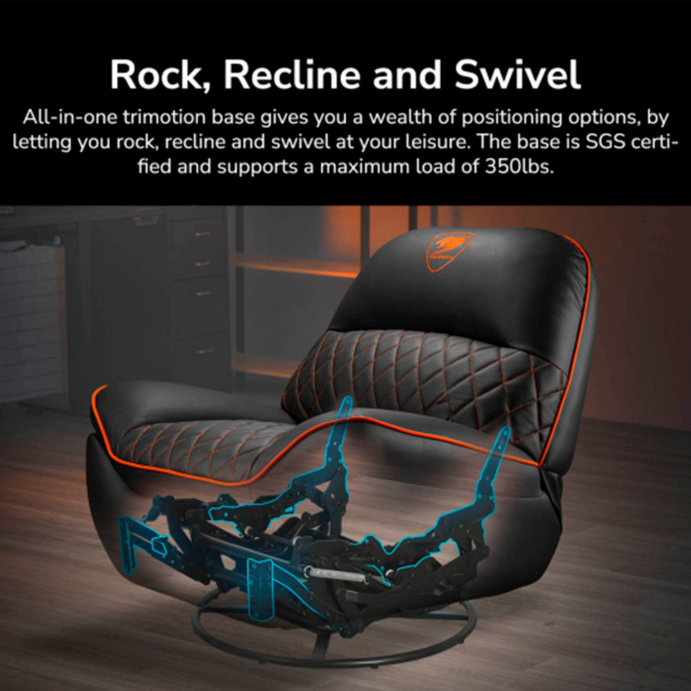 Sofá Gamer COUGAR OVERLORD / Hasta 150kg / Giratorio / Negro / 3MOVLORB.0001 | DD Tech