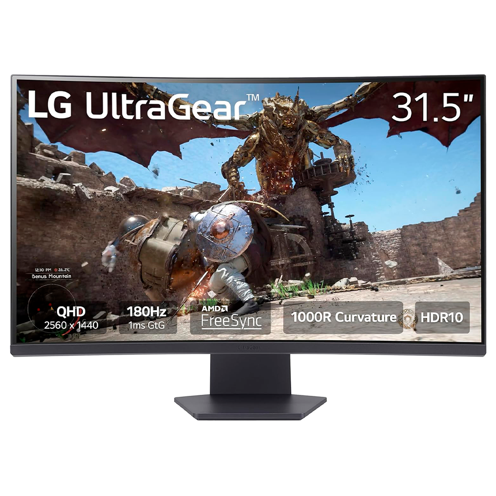 Monitor Curvo Gamer LG 32GS60QC-B Ultragear / 32” / QHD / 2560x1440 / 180Hz / 1ms / 1000R / AMD ...