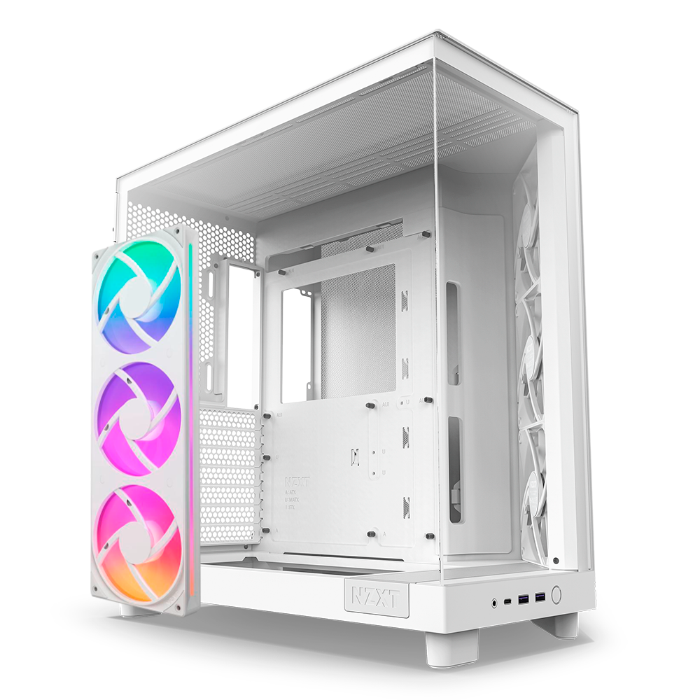 Bundle Gabinete NZXT H6 FLOW WHITE / Cristal Templado / Mini-ITX / Micro-ATX / ATX / USB 3.2 ...