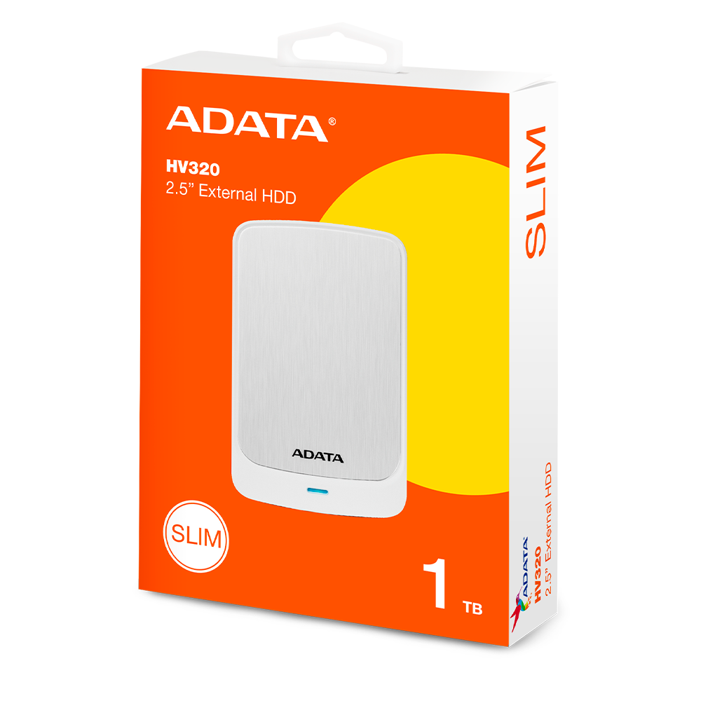 Disco Duro Externo 1TB Adata HV320 / Blanco / USB 3.2 / Slim / AHV320 ...