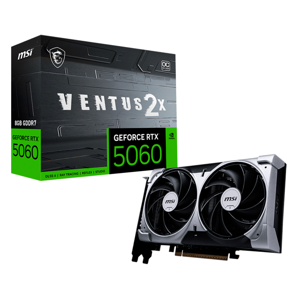 Tarjeta de Video MSI NVIDIA GeForce RTX 5060 VENTUS 2X 8GB OC / 8GB 128-bit GDDR7 / PCI Express ...