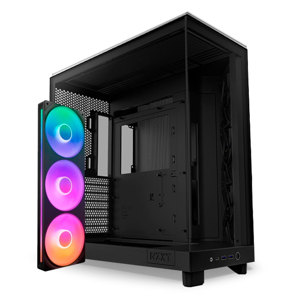 Bundle Gabinete NZXT H6 FLOW BLACK / Cristal Templado / Mini-ITX / Micro-ATX / ATX / USB 3.2 ...