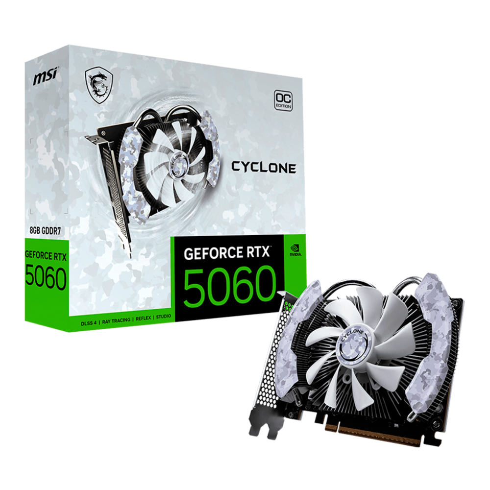 Tarjeta de Video MSI GeForce RTX 5060 8G CYCLONE OC Edition / 8GB / GDDR7 / 28Gbps / 128 bit ...