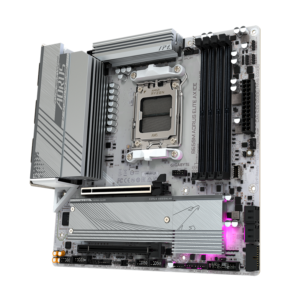 Tarjeta Madre Gigabyte B650M AORUS ELITE AX ICE / Micro ATX / AM5 / Up to 256GB DDR5 / HDMI/DP ...