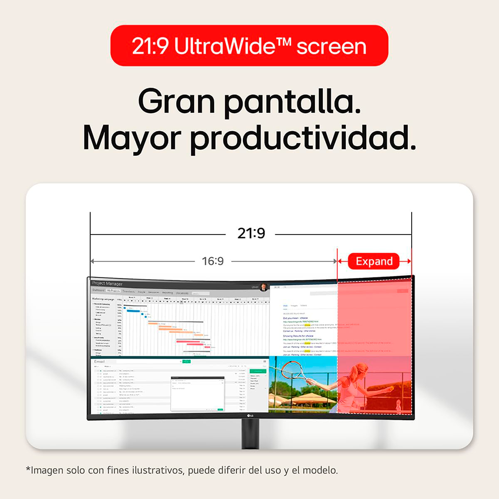 Monitor Curvo LG 34WR50QK LED 34 / Ultra Wide Quad HD / 3440x1440 ...