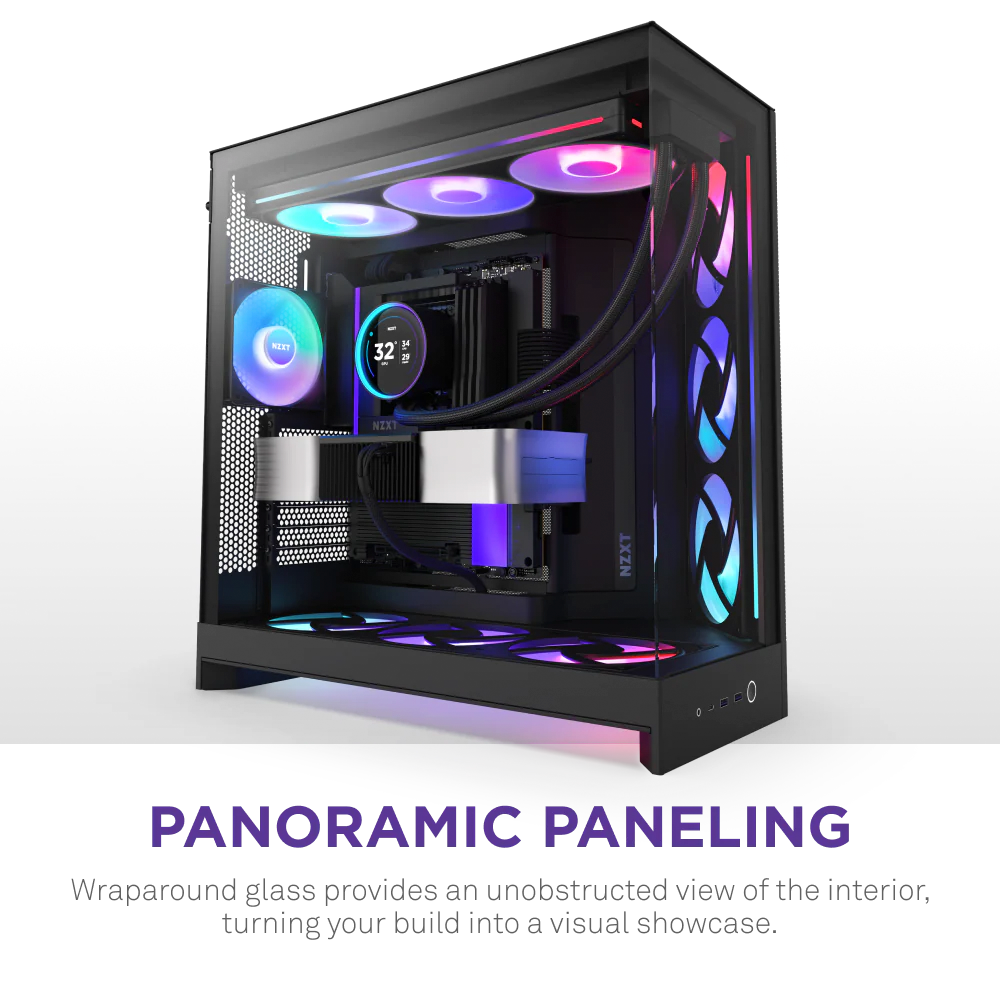 Gabinete NZXT H9 Flow RGB+ (2025) / ATX Mid-Tower / Carcasa de Doble Cámara / Airflow para PC ...
