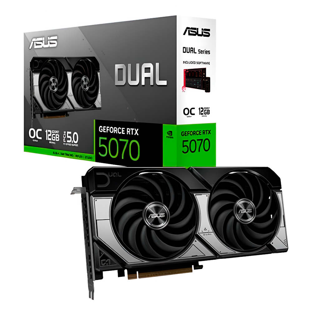 Tarjeta de Video ASUS NVIDIA Dual GeForce RTX 5070 OC / 12GB 192-bit GDDR7 / PCI Express 5.0 ...