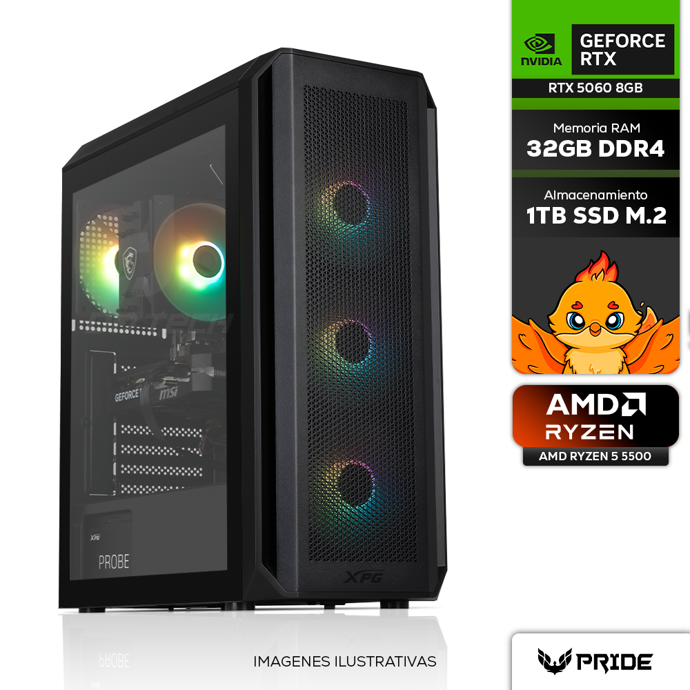 Computadora PRIDE GAMING BLACK LION V2 / NVIDIA GeForce RTX 5060 8GB ...