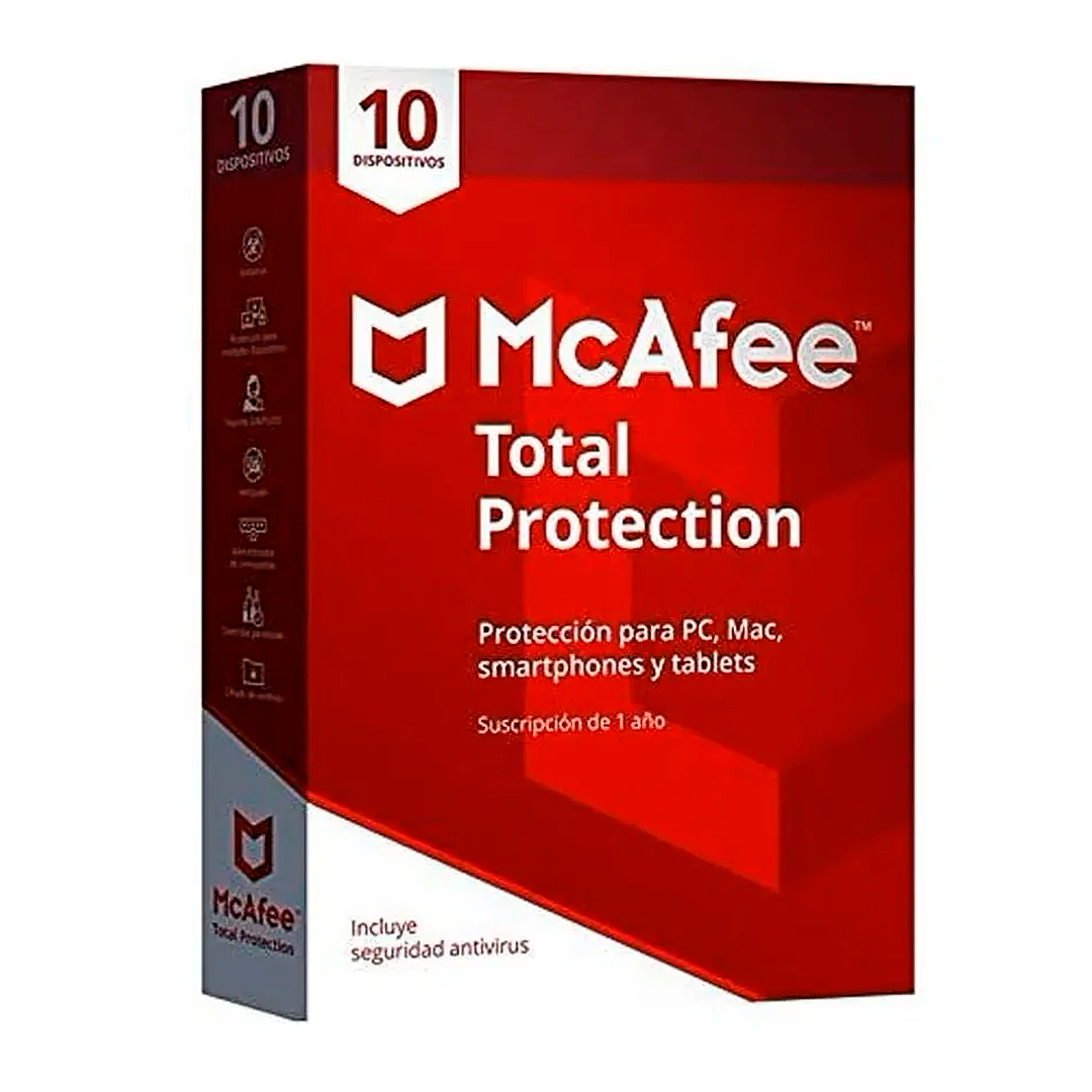 Antivirus McAfee Total Protection / 10 Dispositivos / 1 Año / Windows/Mac/Android/iOS ...