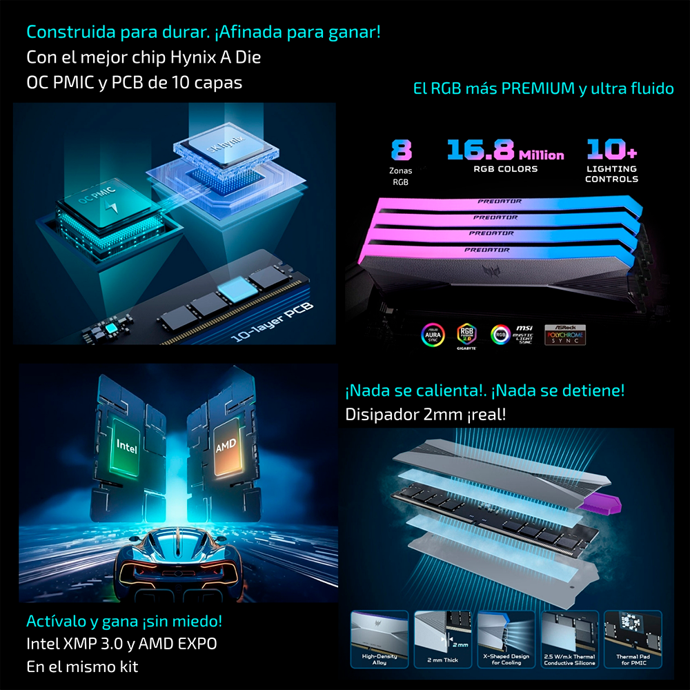 Kit Memoria RAM RGB PREDATOR Hera DDR5 / 6400 MT/s / 32GB (2x16GB ...