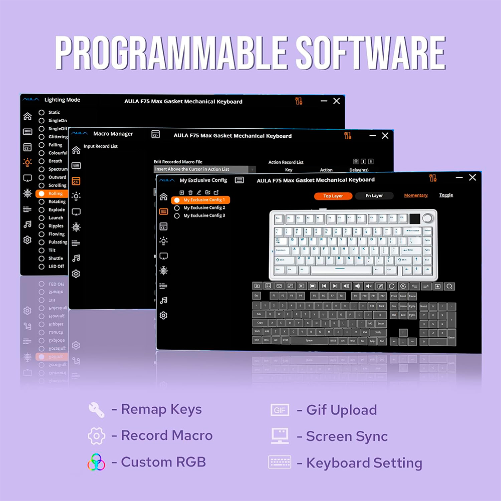 Teclado Mecánico Aula F75 MAX / Inalámbrico / Con Pantalla TFT y ...