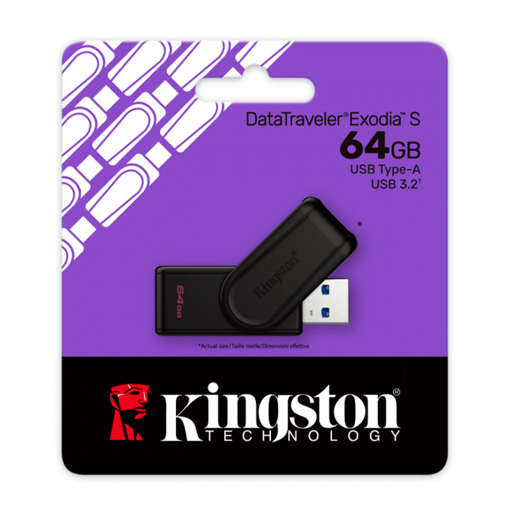 Memoria USB Kingston Exodia S / 64GB / USB-A 3.2 / Negro / DTXS/64GB | DD Tech