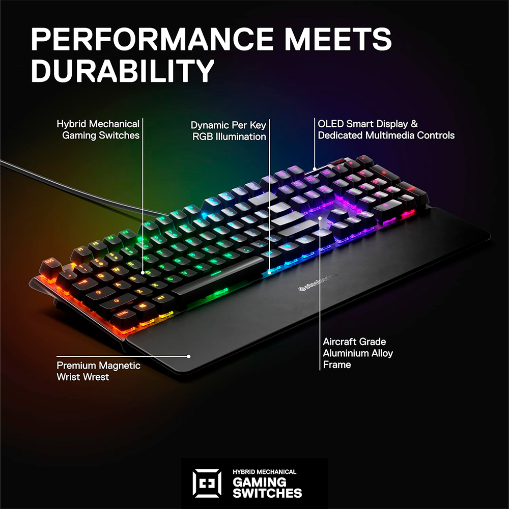 Teclado Gamer SteelSeries Apex 5 / Iluminación RGB / Pantalla ...